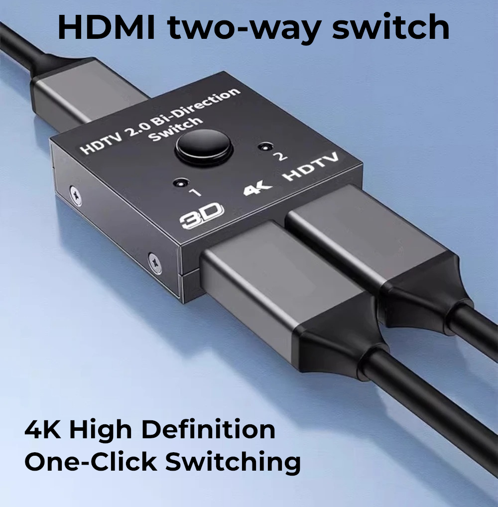 HDMI 4K Two Way Display Switch 2 In 1 Out Bi-Directional Switcher ...