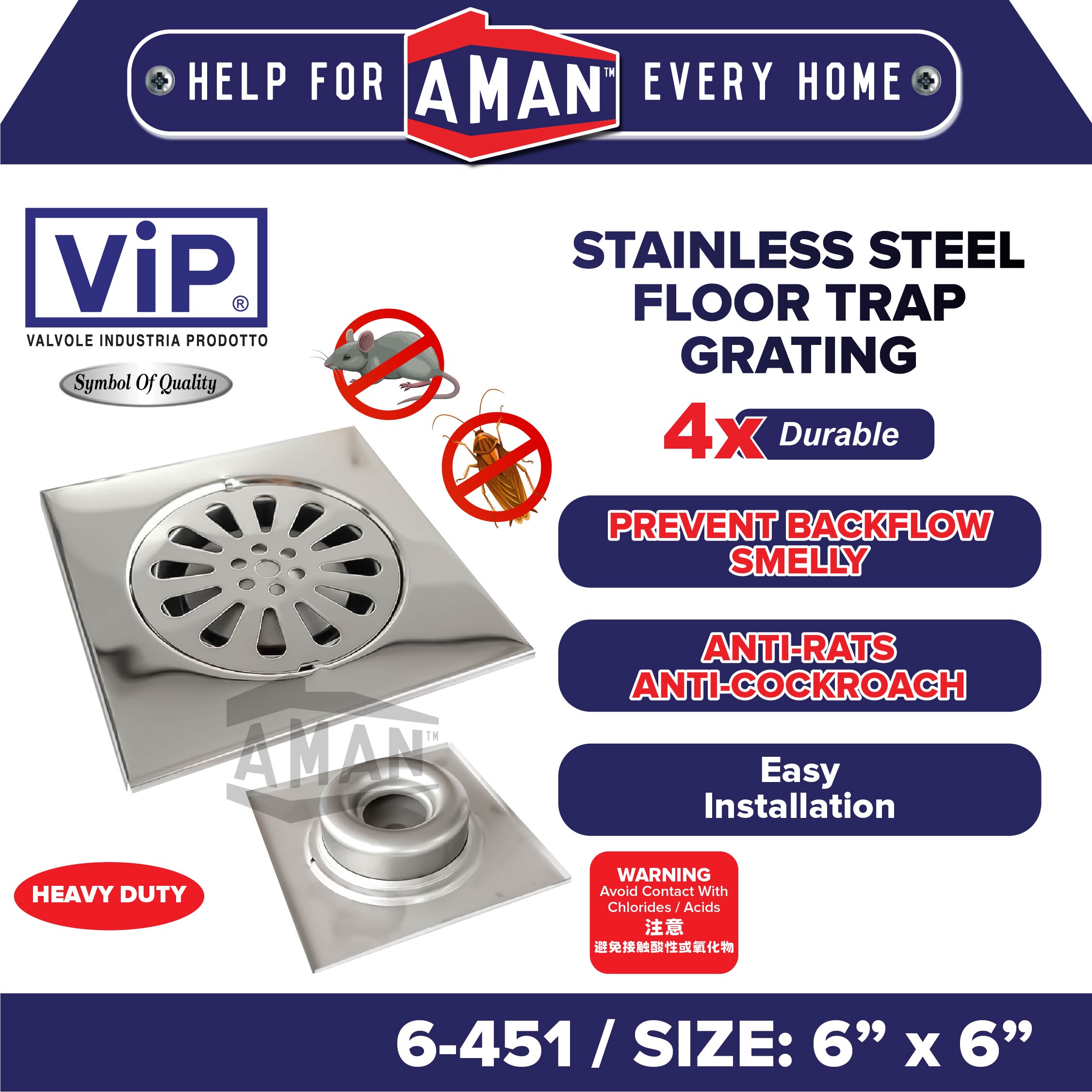 ViP Stainless Steel Floor Grating Bathroom Toilet Drain Pipe Cover ...