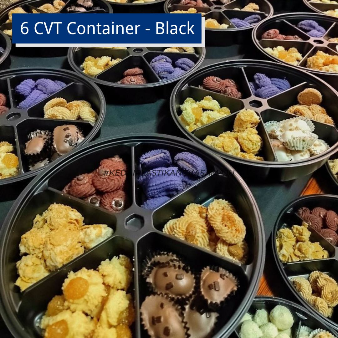 [50sets/carton] 6 Cavity Container (BLACK) w/ Lock - Bekas Kuih Raya ...