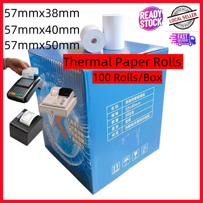 Credit Card Rolls Thermal Paper Receipt Thermal (100 Rolls) Per carton ...