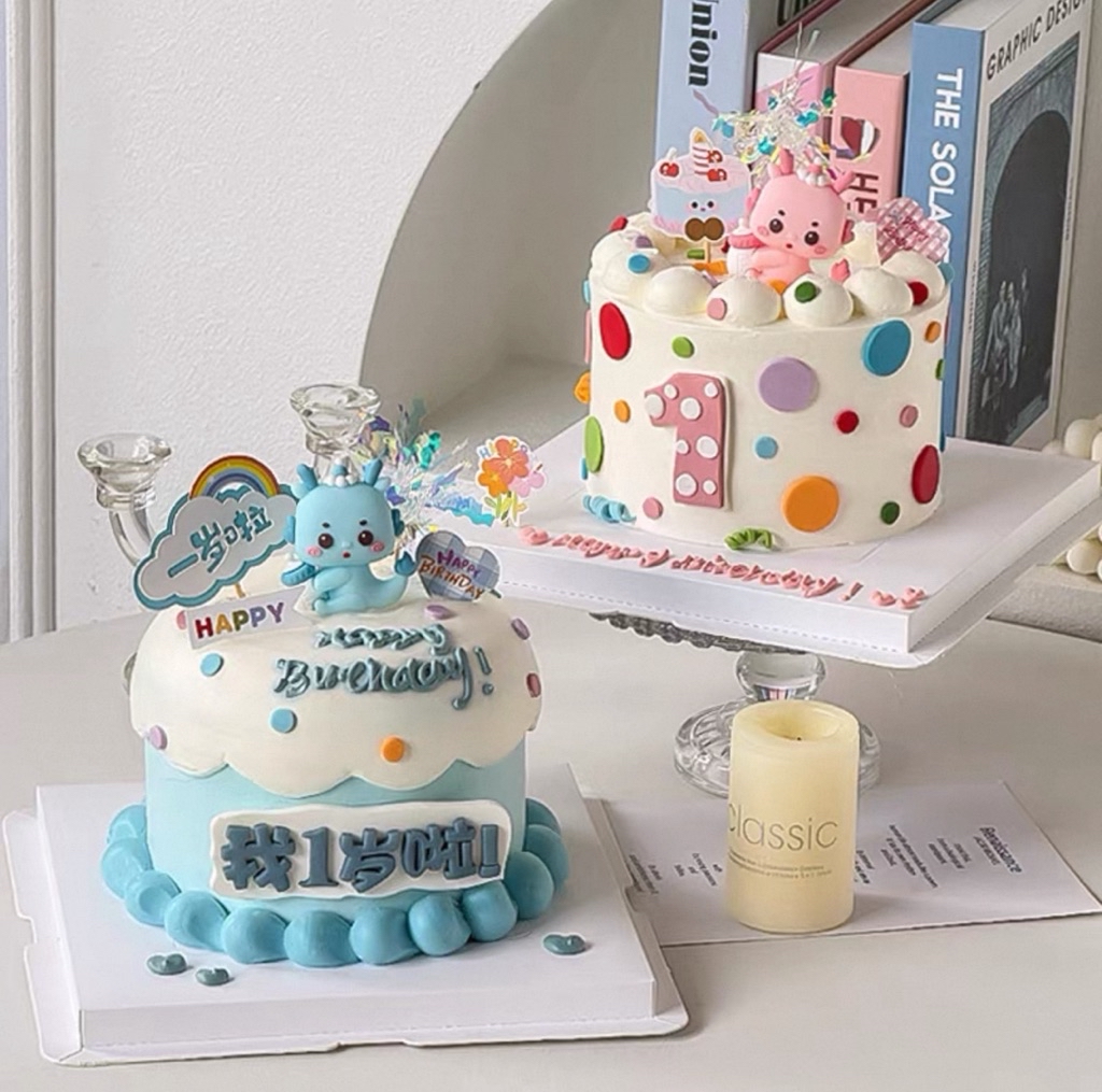 MISS BAKE Hiasan Kek Dragon Baby Theme Fullmoon Cake Topper Animal Figurines Birthday Cake ...