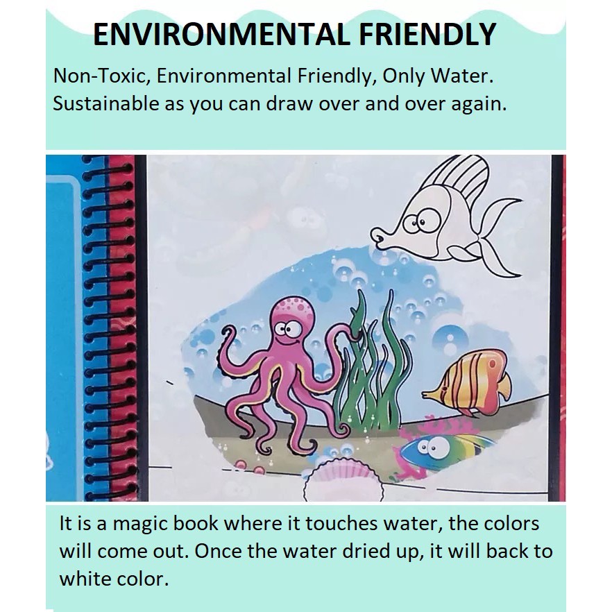 ToyT Magic Water Drawing Book for Kids & Toddlers – 8 Reusable Pages ...