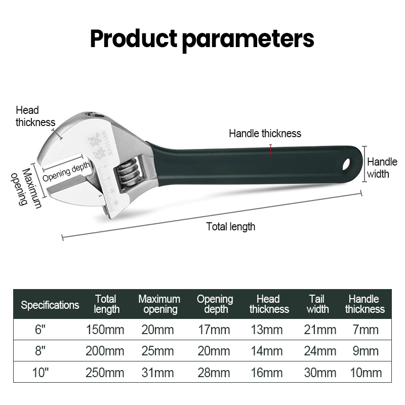 Adjustable Spanner Wrench 6/8/10 inches for Automotive Repair Plumbing ...