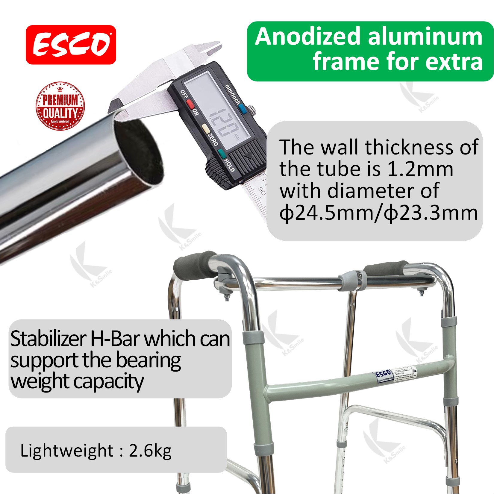 Esco Walking Frame With Wheels/Tongkat Beroda/助行架(配有两小轮) | Shopee Singapore
