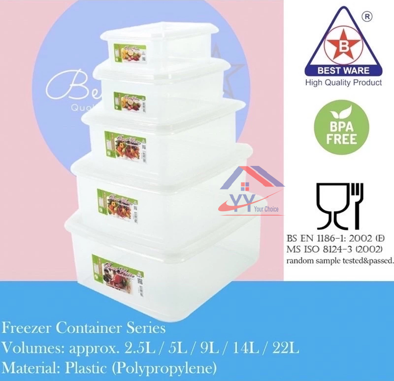 Bestware Transparent Plastic Freezer Container/Storage Container/Food ...