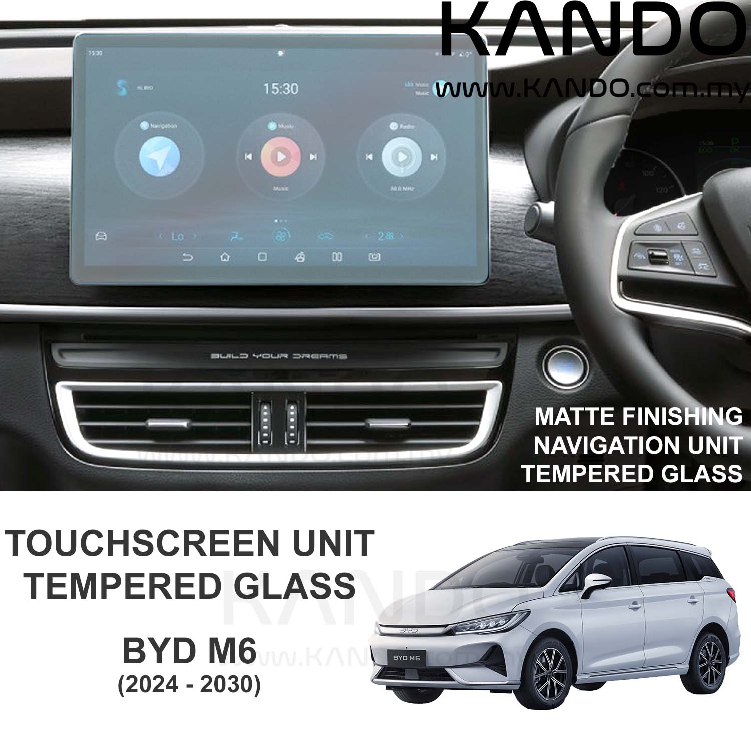 BYD M6 Tempered Glass Protector BYD M6 Screen Protector BYD M6 Touchscreen Glass BYD M6 Head ...