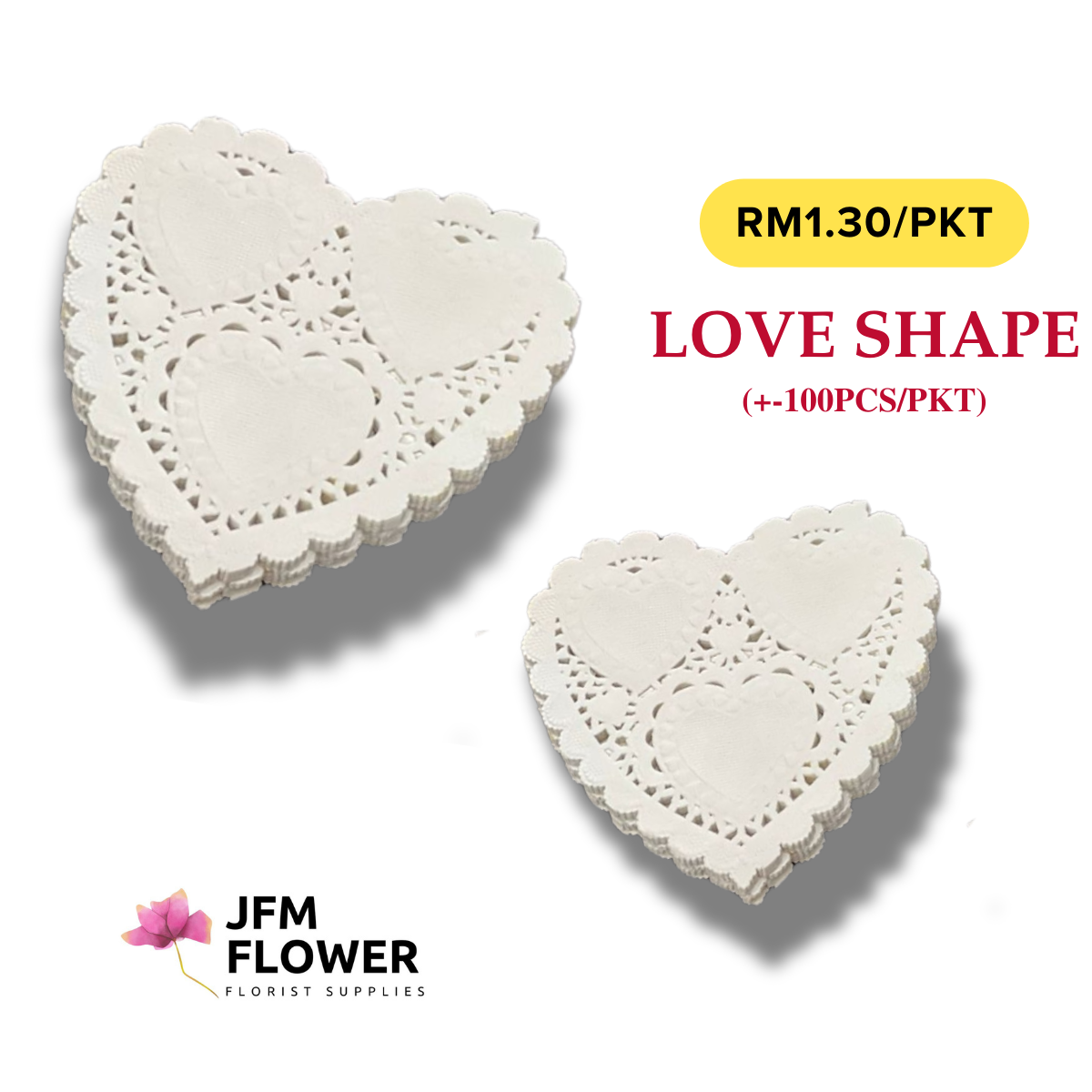 [RM1.30/PKT] +-100PCS !! Heart Shape White Dolly Paper/Doilies for Cake ...