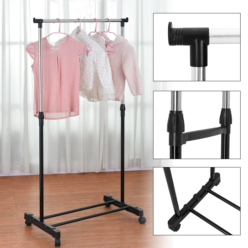 DOUBLE DUTY 》 Single/Double Pole Clothes Hanging Drying Rack Organizer ...