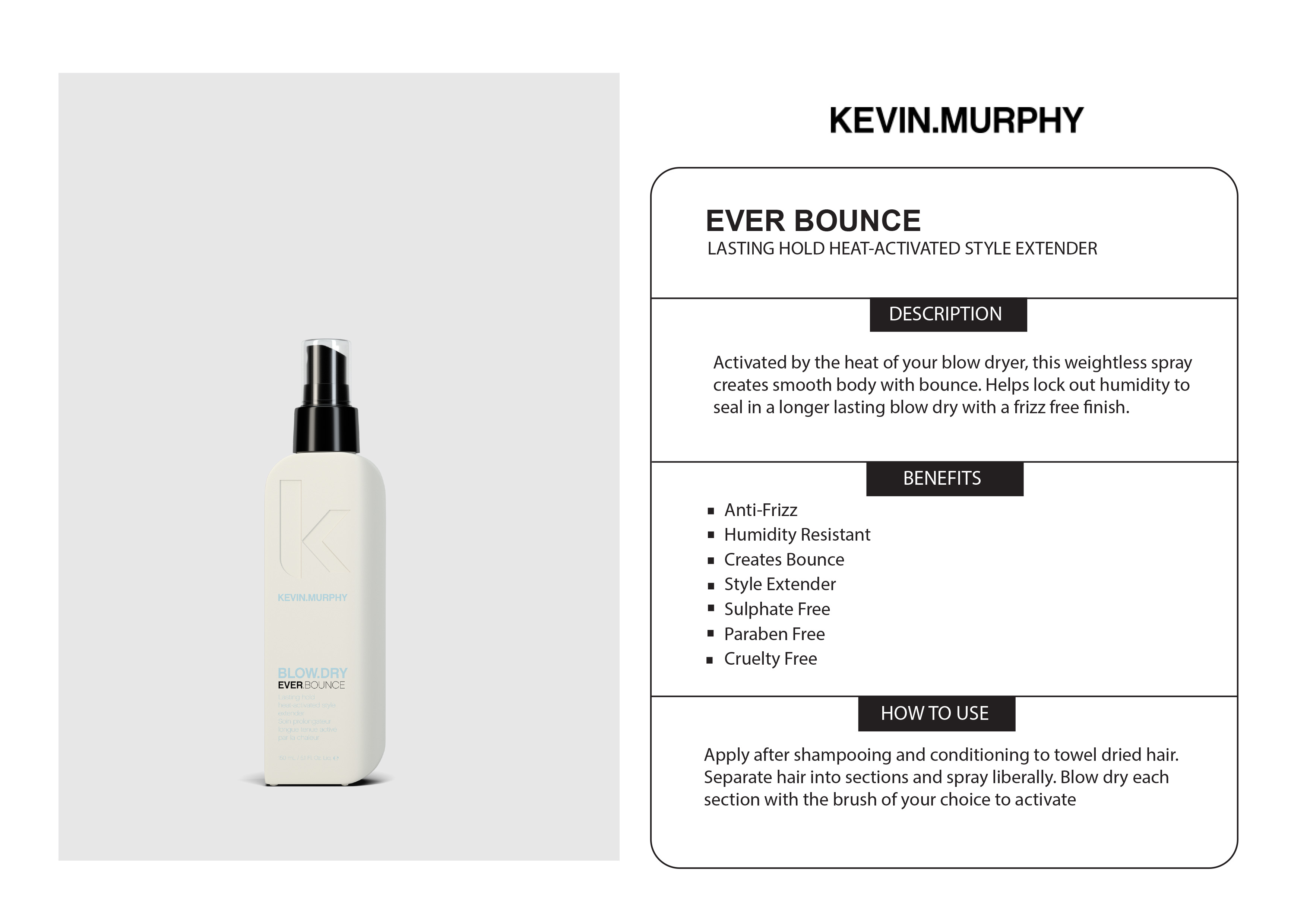 Kevin Murphy Blow Dry Ever Bounce Hair Styling 150ml ( Lasting Hold Heat-Activated Style ...