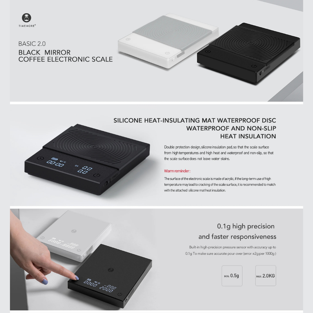 TIMEMORE Black Mirror Basic 2 Scale, Basic Plus Scale, Mini Espresso Scale, Nano Espresso Scale ...