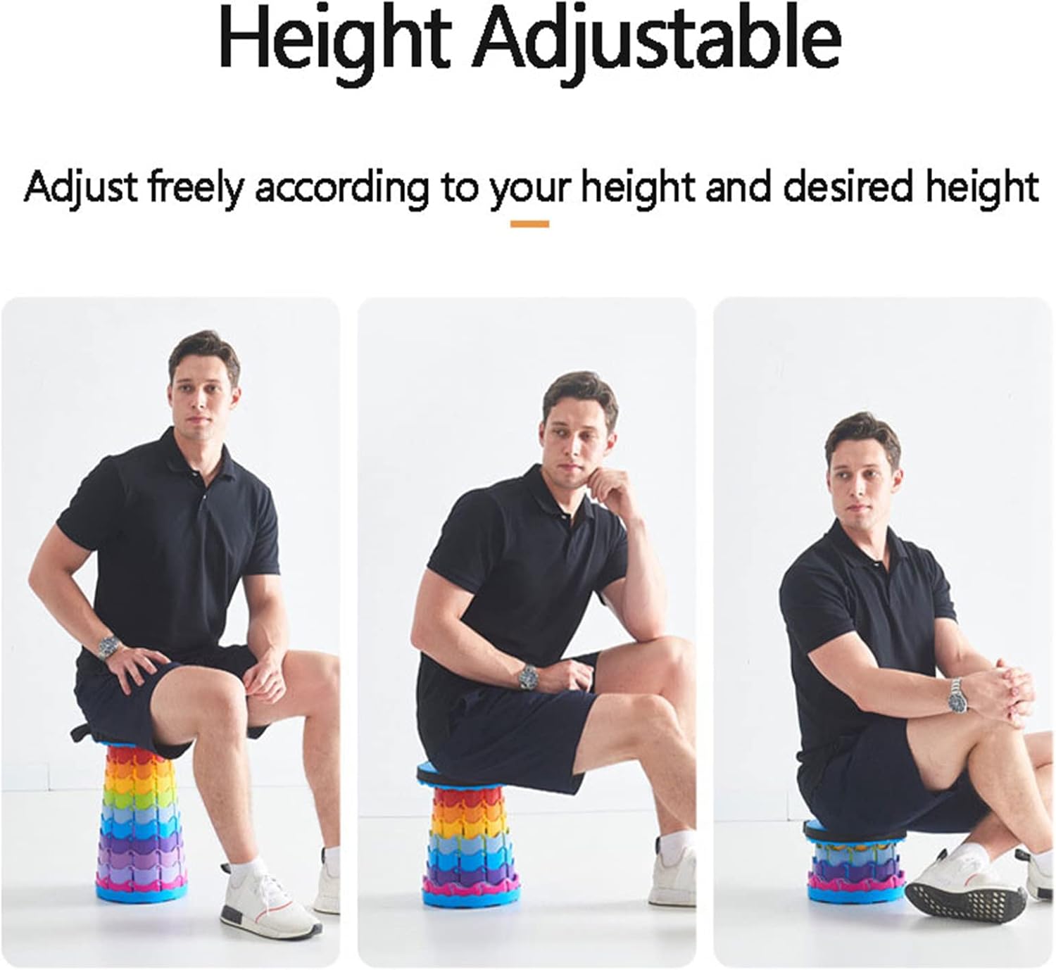 Portable Telescopic Stool Adjustable Height Folding Chair Collapsible ...