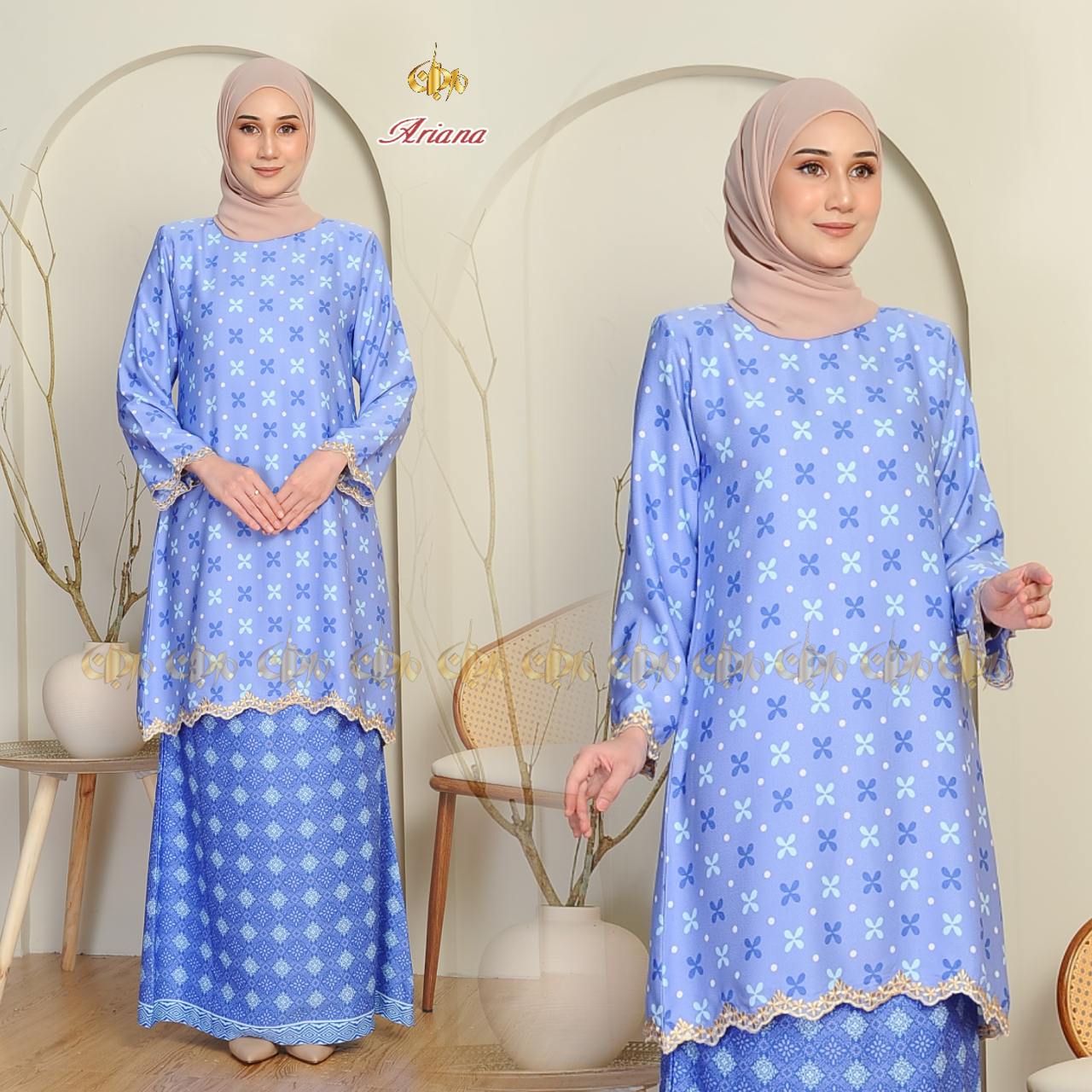 Baju Kurung Ariana Dobby Sutera Sulam Matching Raya 2025 Pastel Color Mc184 | Shopee Singapore