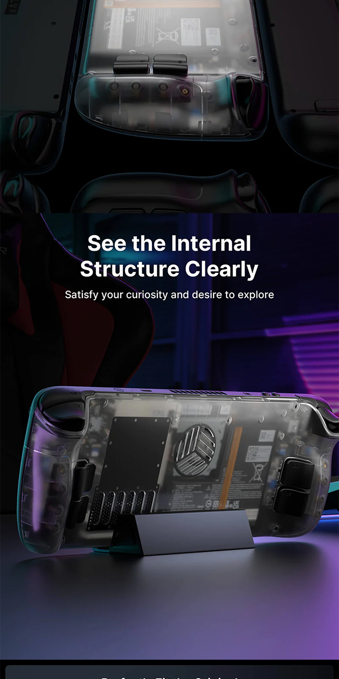 JSAUX PC0106D Transparent Back Plate V2 upgraded for Steam Deck LCD ...