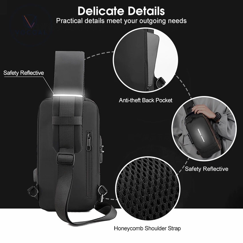 Men's Messenger Bag Anti-theft Password Lock Shoulder Bag USB ...