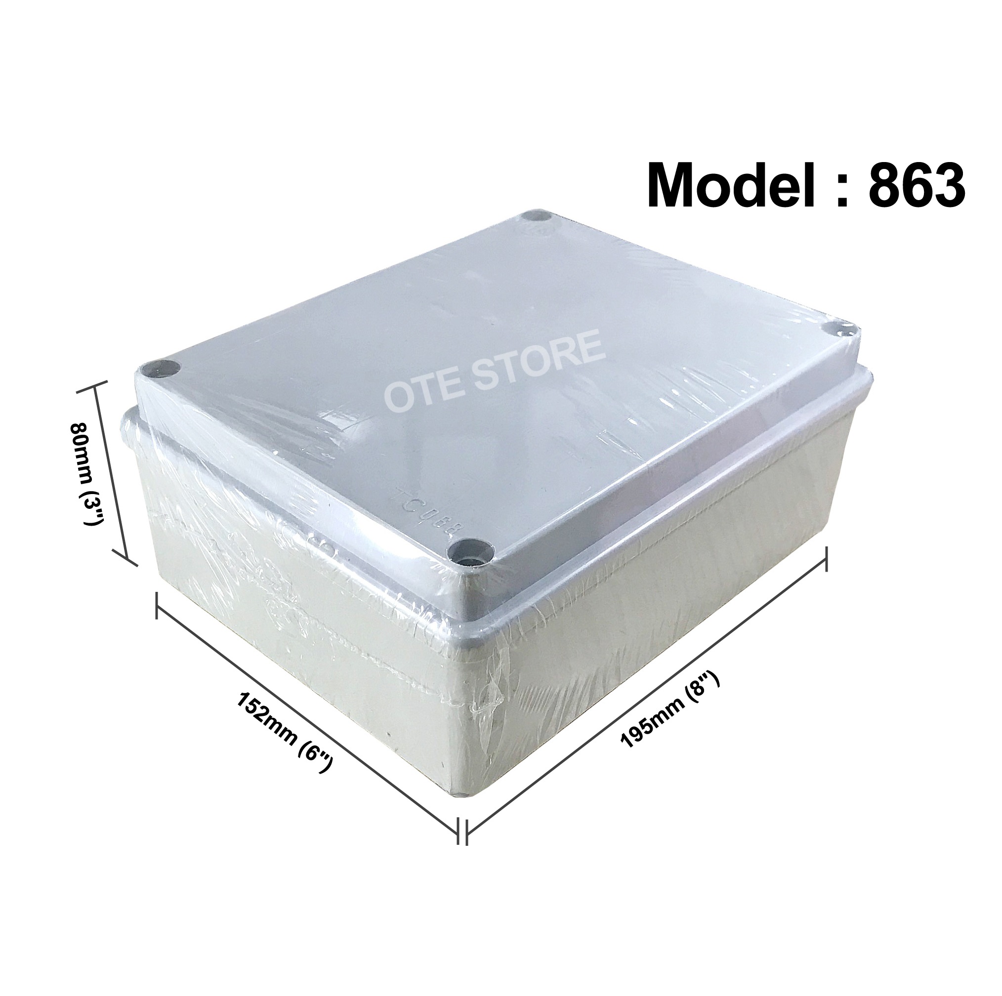 863 IP65 WEATHER PROOF PVC ENCLOSURE JUNCTION BOX (8 X 6 X 3 INCH) (195 ...
