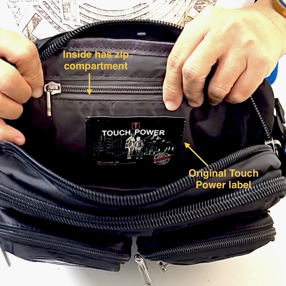 Touch Power & Tough Warrior 7 Zip Compartments Men Waist Bag Chest Bag ...