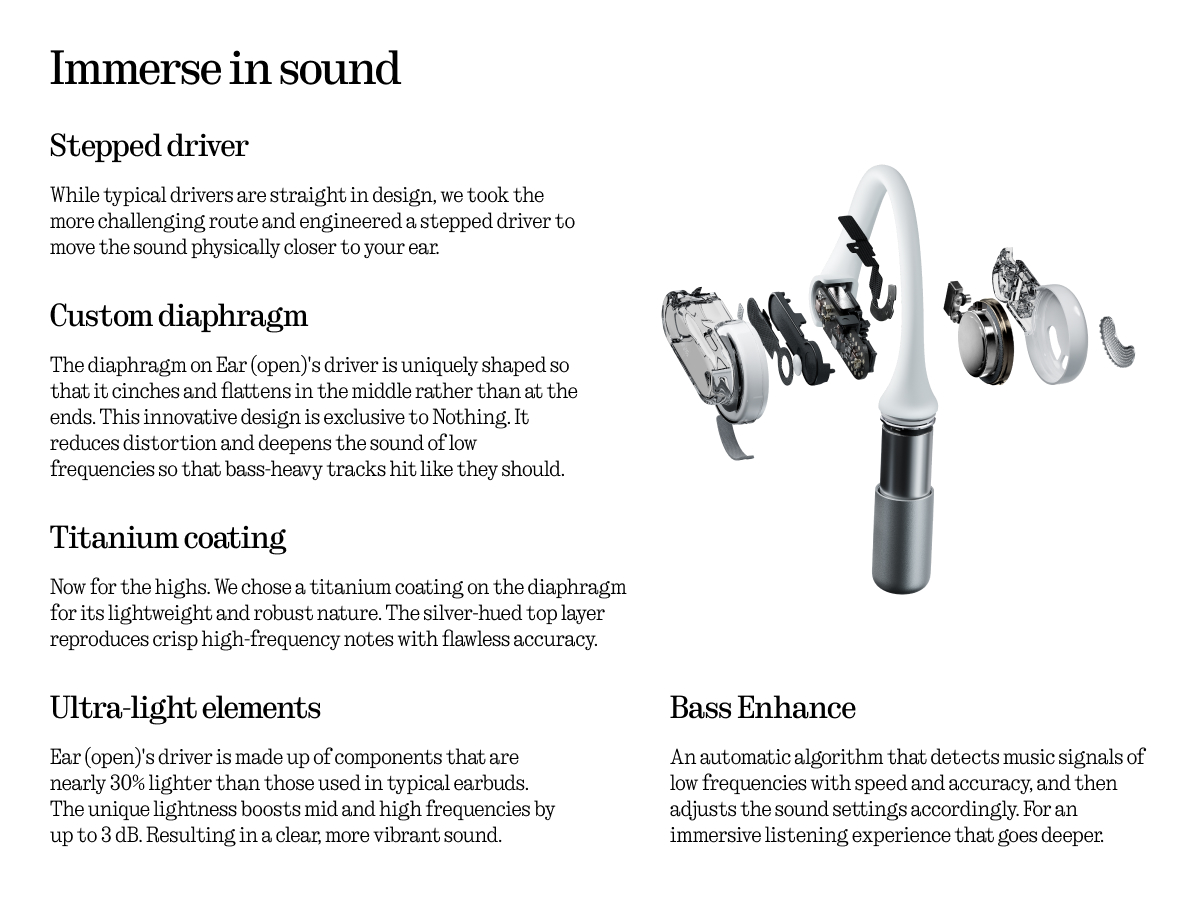 Nothing Ear (open) | Weightless ultra-light Open Sound | Titanium ...