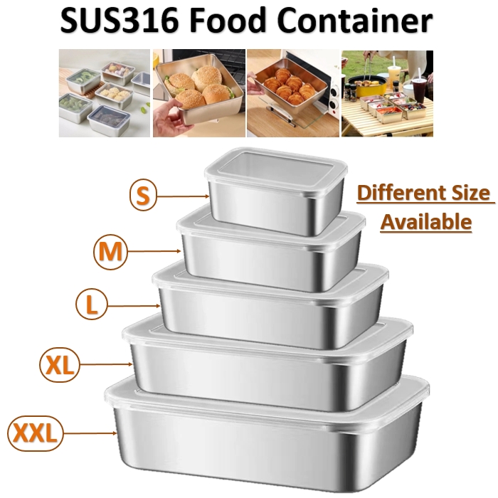 316 Stainless Steel Box With Lid Food Container Grill Tray Crisper ...