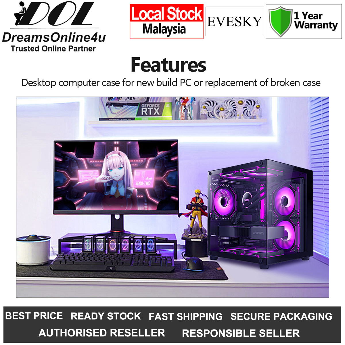 EVESKY Prism Mini Panoramic Clear View USB 3.0 Easy Cable Management ...