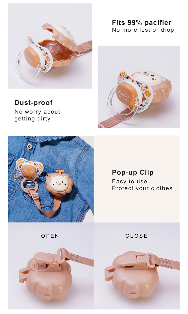 SIMBA 2in1 Pacifier Holder Clip With Hygiene Storage Case Puting Tali ...