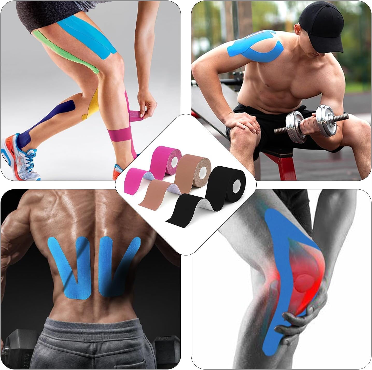3H Elastic Kinesiology Tape, Adhesive Athletic Wrap for Sports ...