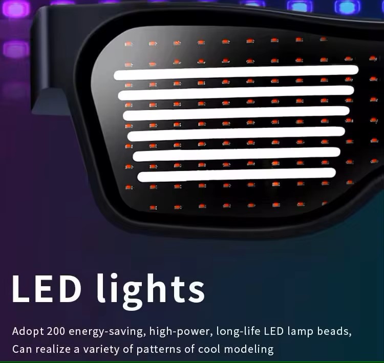 Bluetooth Programmable LED Glasses Customizable Light Show Patterns ...