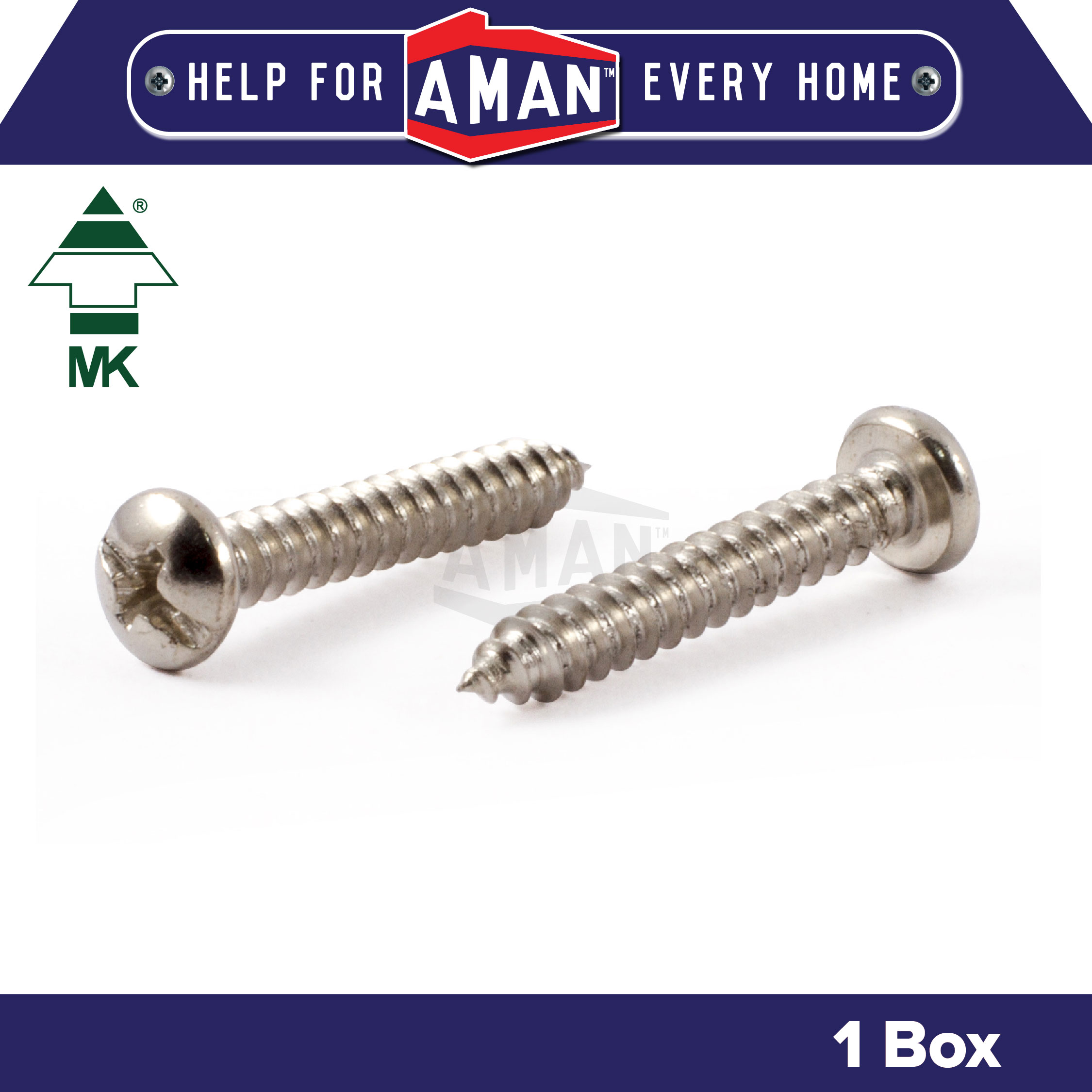 MK Self Tapping Screw Wood Chipboard Screw Skru Kayu Nickel Pan Head 4 ...