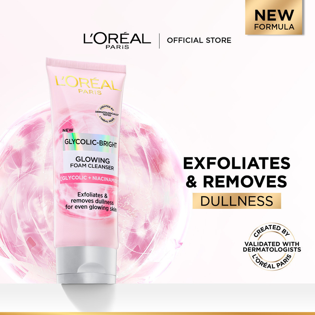 L’Oréal Paris Glycolic Bright Glowing Daily Face Cleanser Foam, Remove ...