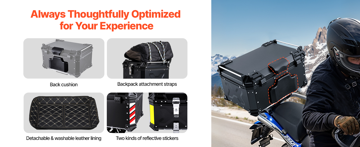 Aluminum Alloy TOP BOX Motorcycle Rear Trunk Motorbike Tail Box IP68 ...