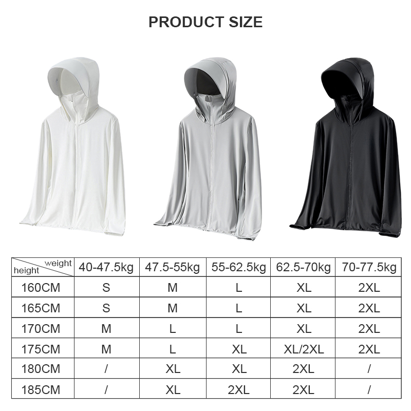 Ice silk sunscreen clothing unisex UPF50+ Sunscreen Clothing with Hat ...