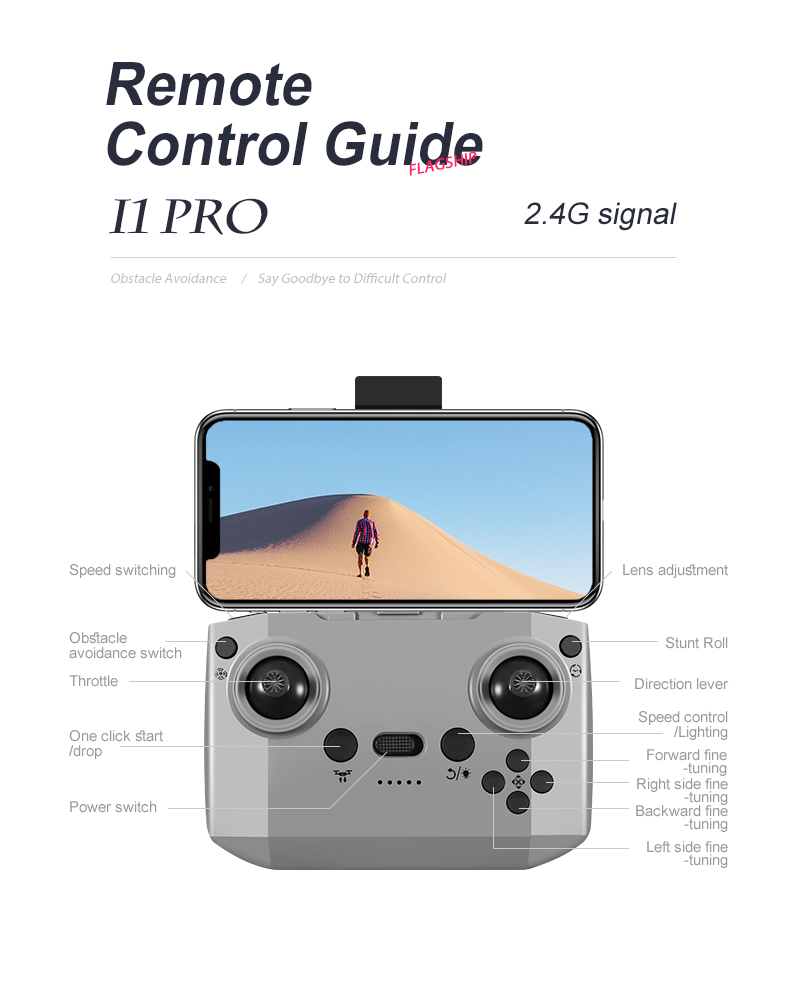 i1PRO 180 adjustable dual camera drone headless one-key mode trajectory ...