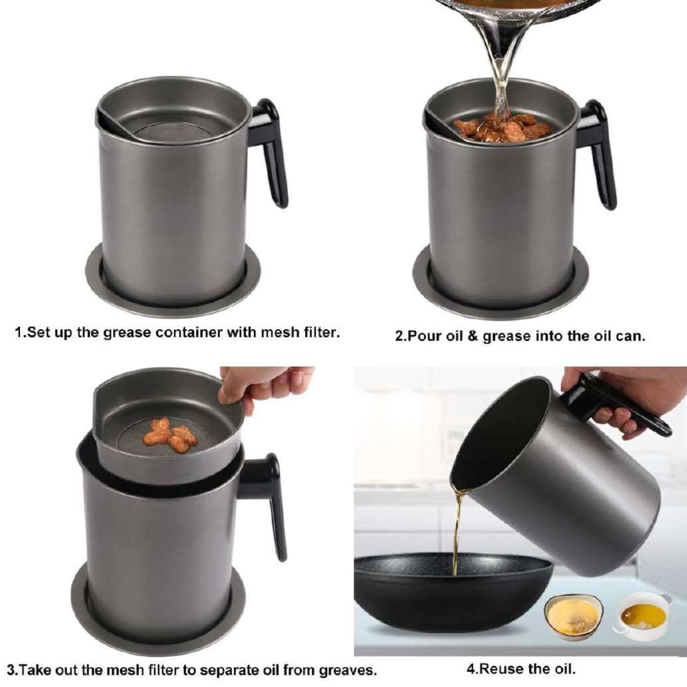 Stainless Steel 304 Oil Pot with Filter 1.4L / Periuk Minyak Bertapis 1 ...