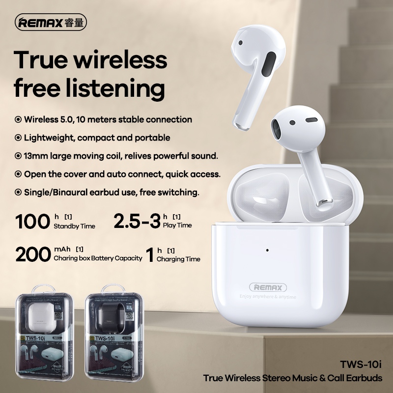 REMAX TWS-10i True Wireless Stereo Earbuds | Bluetooth 5.0 Music ...