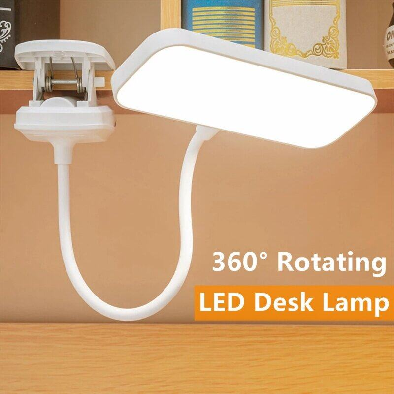 Clip Table Lamp Eye-Caring 3 Brightness Adjustable Touch Rechargeable ...