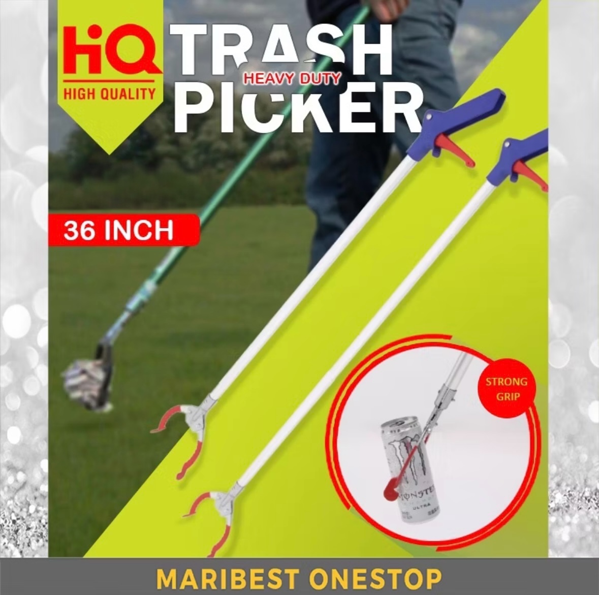 Garbage Picker Heavy Duty 36 INCH Rubbish Reacher Grabber Picker Pick Up Tools With Trigger ...