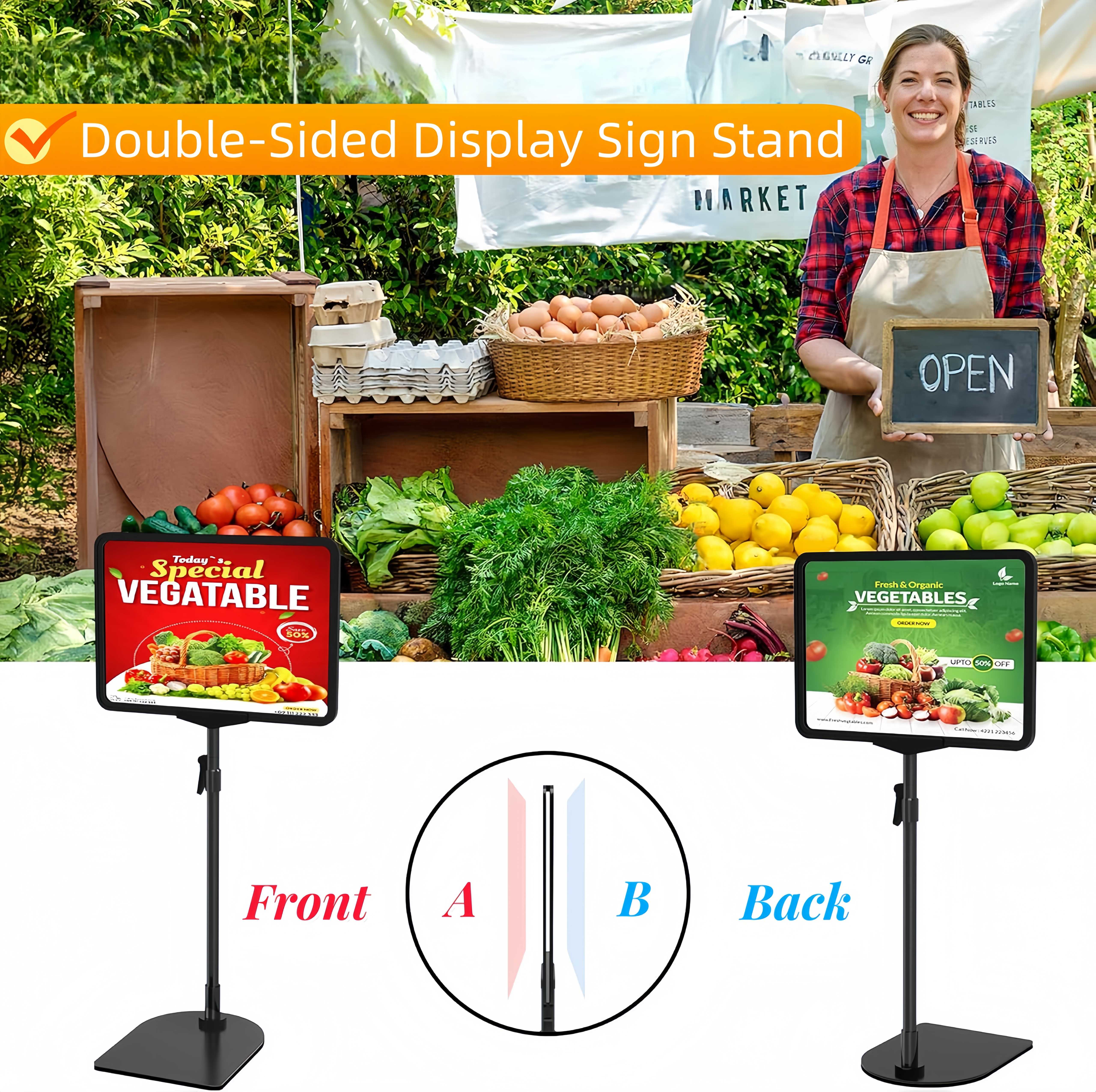 A4 Poster Price Stand QR Code Signboard Adjustable Height Table Top ...