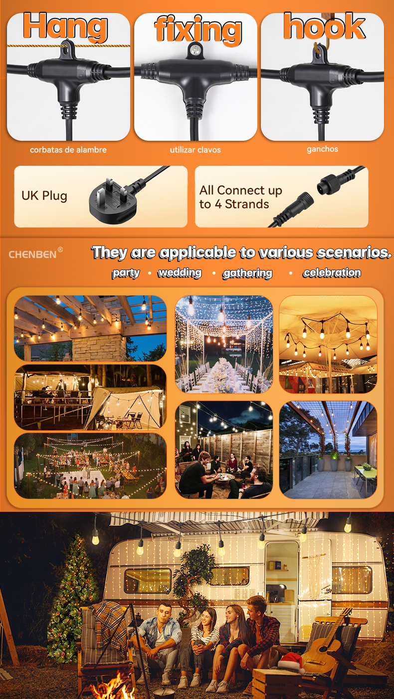 LED String Lights Outdoor Waterproof E27 10M 15M 20M 30M Christmas ...