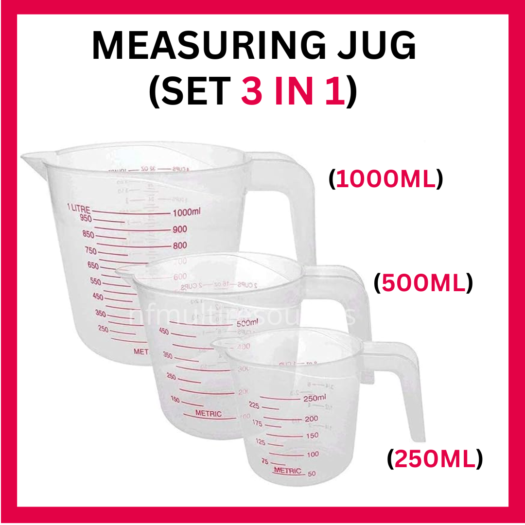 Plastic Measuring Jug for Baker Set with Large (1000ml), Middle (500ml ...