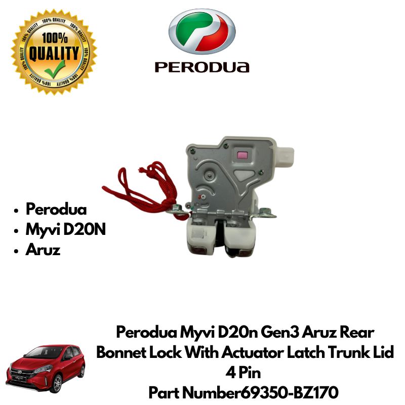 Perodua Myvi D20n Gen3, Aruz Rear Bonnet Lock With Actuator Latch Trunk ...