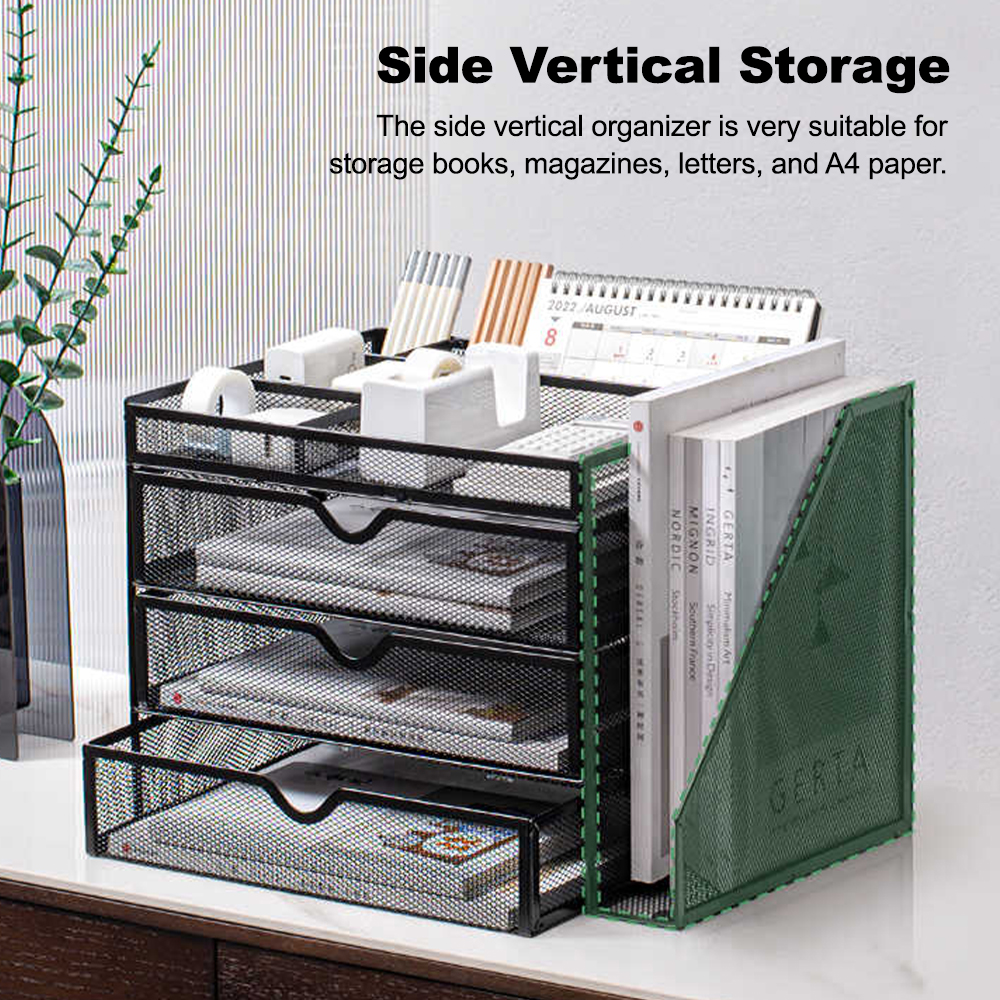 [4 Tier] Worthbuy Metal Desk Organizer Office Drawer Rack Stationery ...