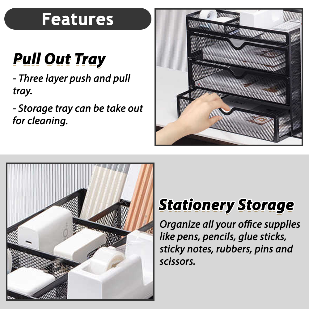[4 Tier] Worthbuy Metal Desk Organizer Office Drawer Rack Stationery ...