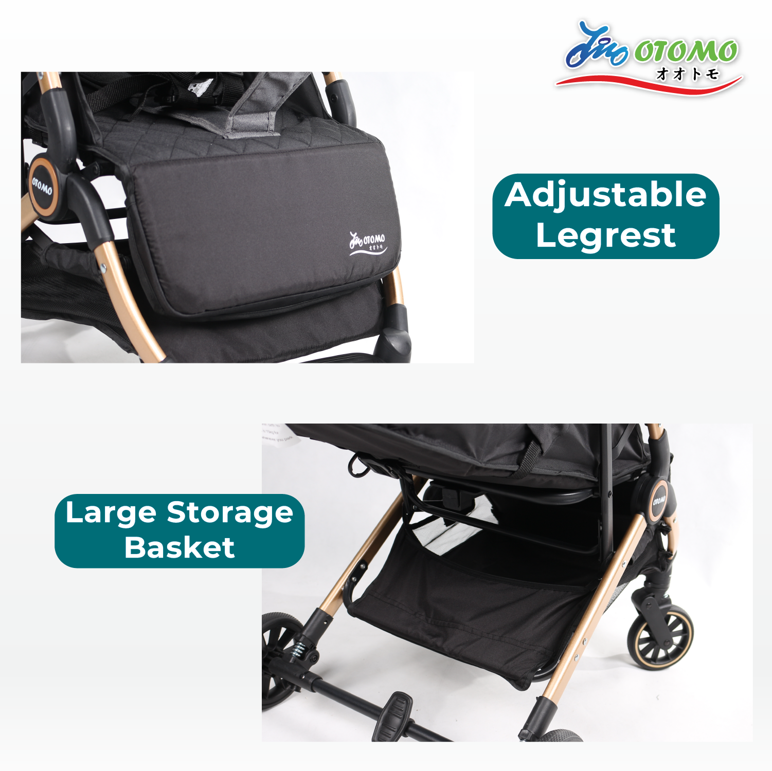 OTOMO Luxury Gold Frame Lightweight Cabin Size Baby Stroller ...