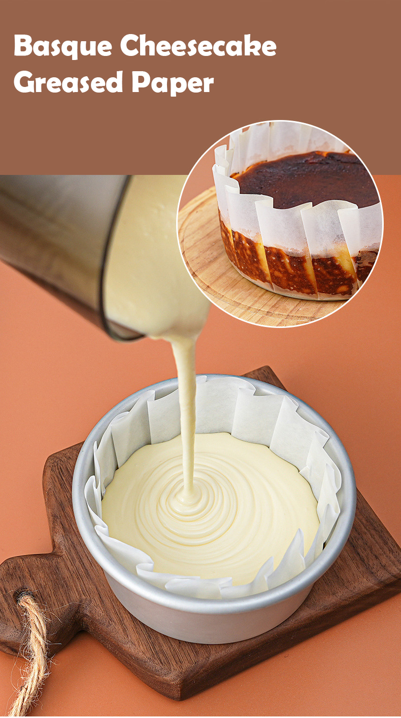 50pcs Basque Cheesecake Greased Paper Basque mold 4/6/8 inch cake tray ...