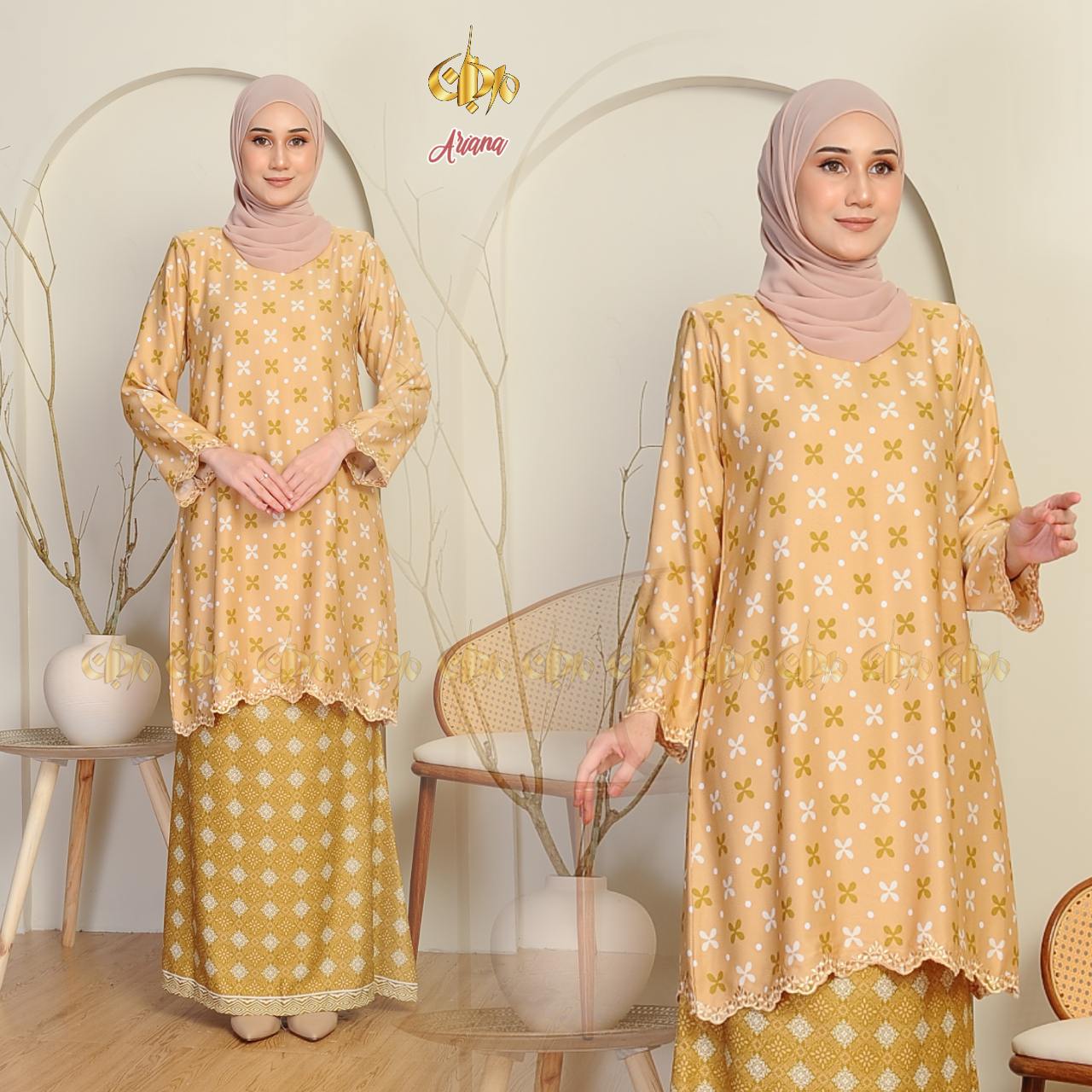 Baju Kurung Ariana Dobby Sutera Sulam Matching Raya 2025 Pastel Color Mc184 | Shopee Singapore