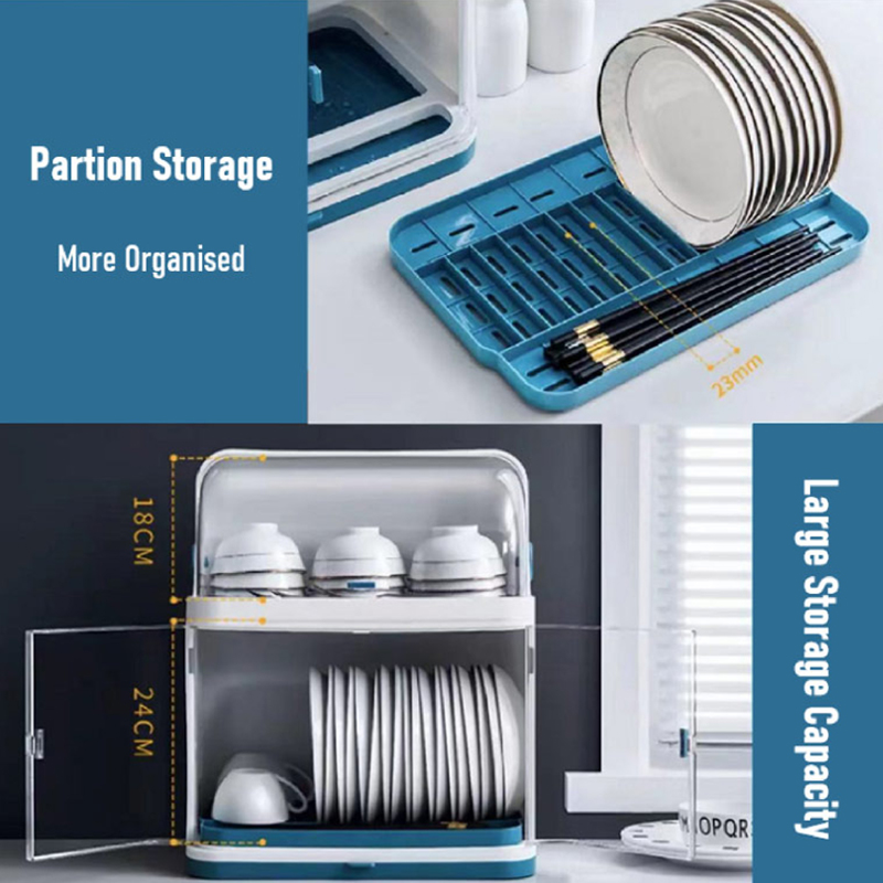 2 Tier/ 3 Tier Dish Rack with Cover Double Layer Dish Rack with Lid ...