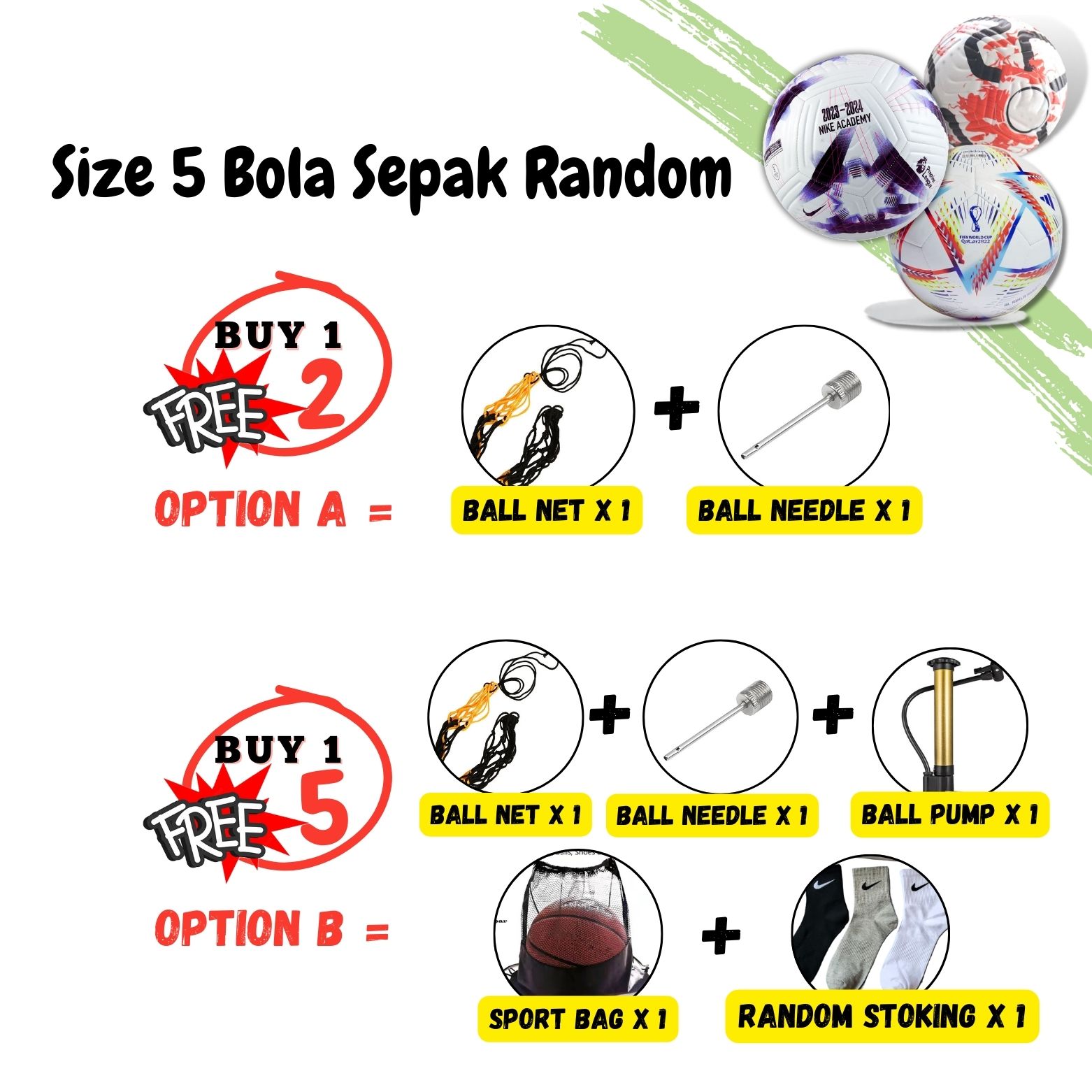 【Buy 1 Free 5】 100% Bola Sepak Saiz 5 Football Foot Ball Premium Size 5 ...