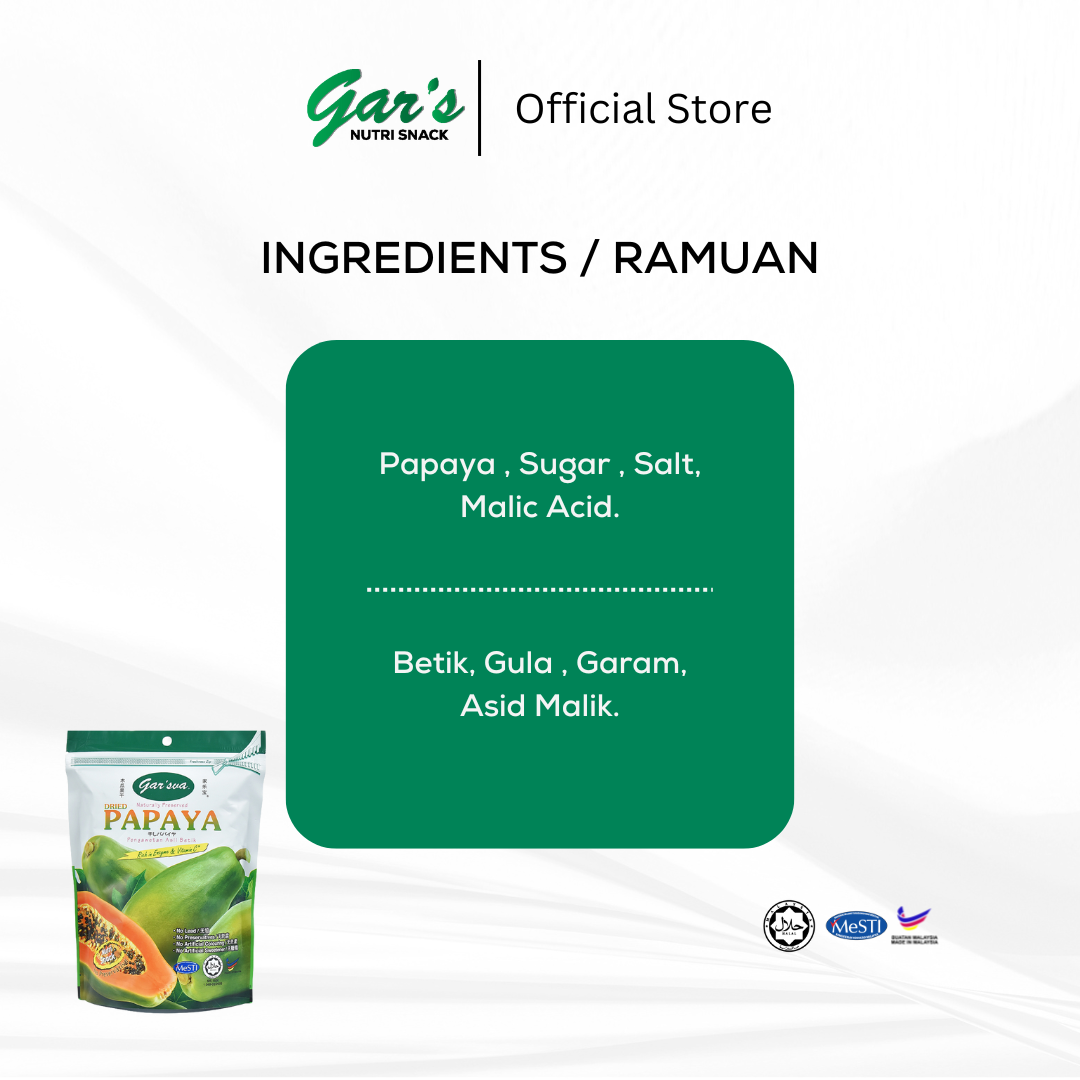 [BUNDLE CRAZY] Gar’sva Naturally Preserved Papaya 120g x 10 bags ...