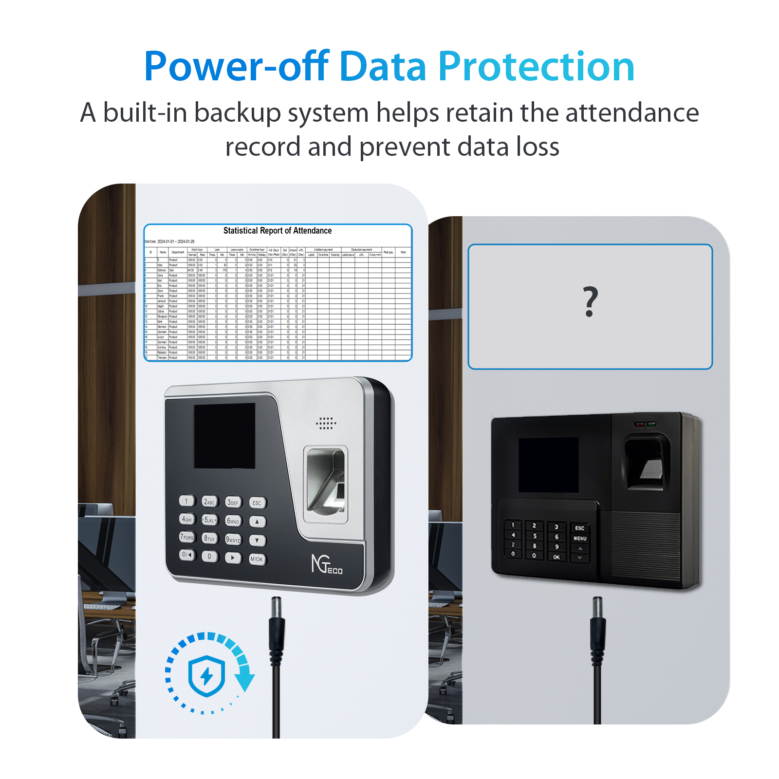 NGTeco Biometric Attendance Machine Punch Card Machine Thumbprint ...