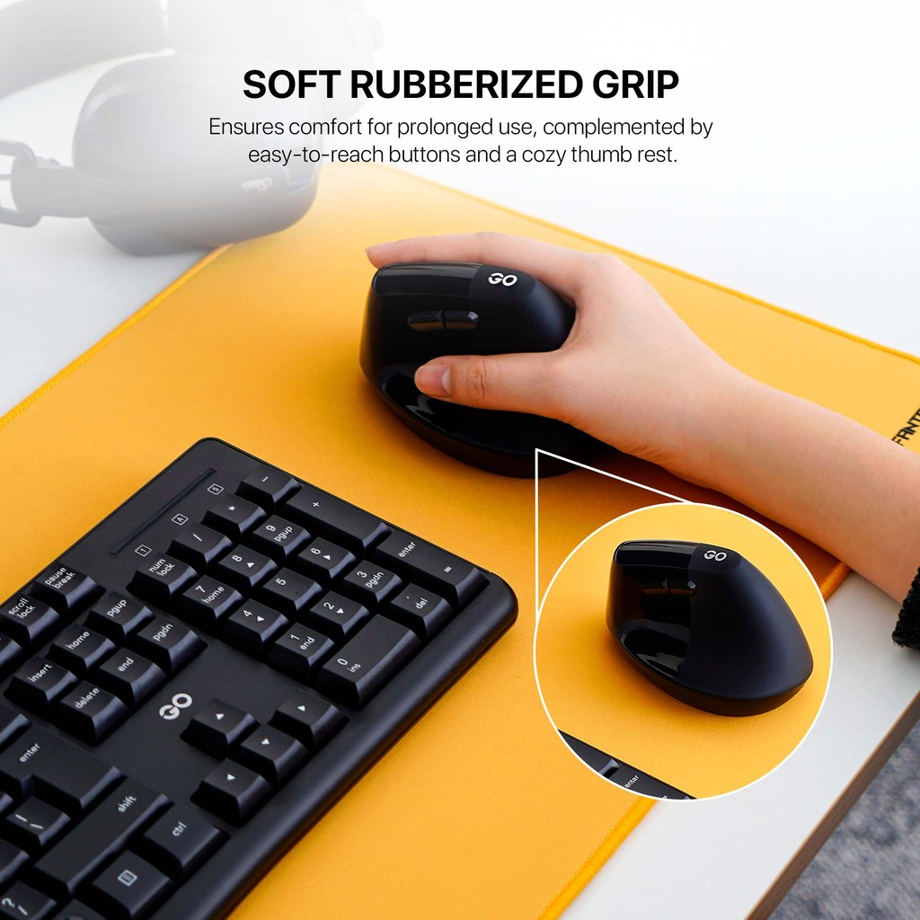 Fantech GO COMFY W195 – Silent‐Click Vertical Ergonomic Wireless Mouse ...