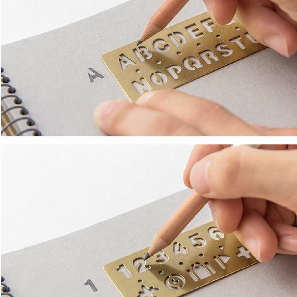 Number Letter Multi-Functional Hollow Ruler Drawing Templete Bookmark ...